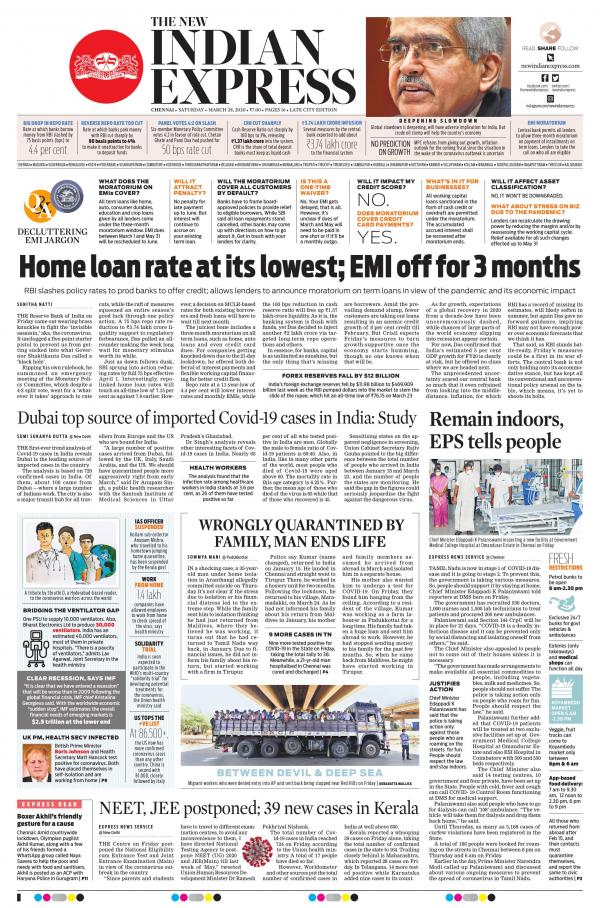 The New Indian Express-Chennai, 28032020 : readwhere