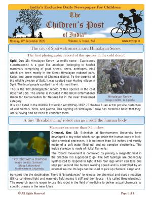 The Children's Post e-newspaper in English by The Childrens Post Of India