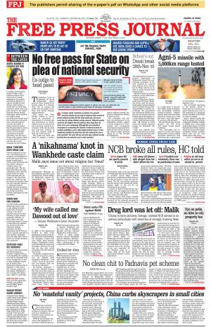 Free Press Journal Free Press - Mumbai Epaper Edition, Thu, 28 Oct 21