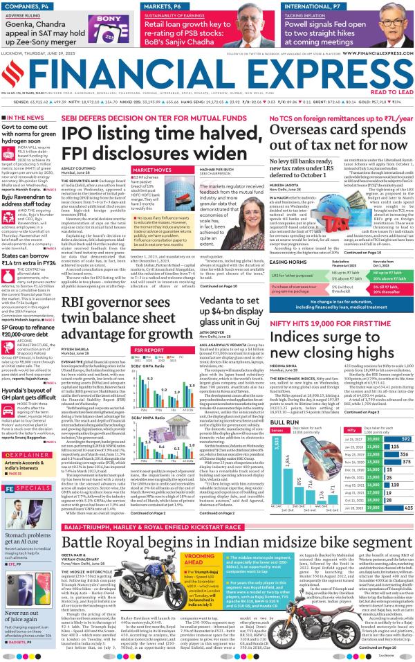 Financial Express Epaper: English E-paper, Today's Business Newspaper ...