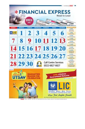Financial Express LIC Calendar, Wed, 3 Apr 24